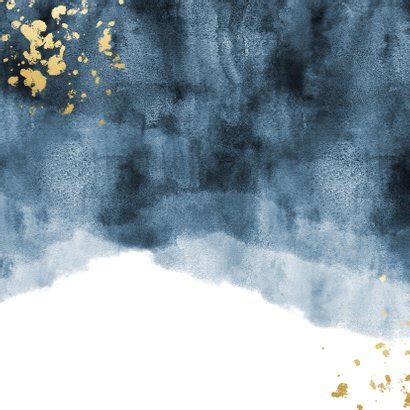 Save The Date Kaart Blauwe Waterverf Gouden Kaartje2go