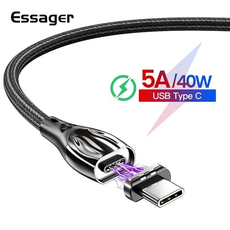Essager Cable magnético USB tipo C cargador magnético de carga rápida