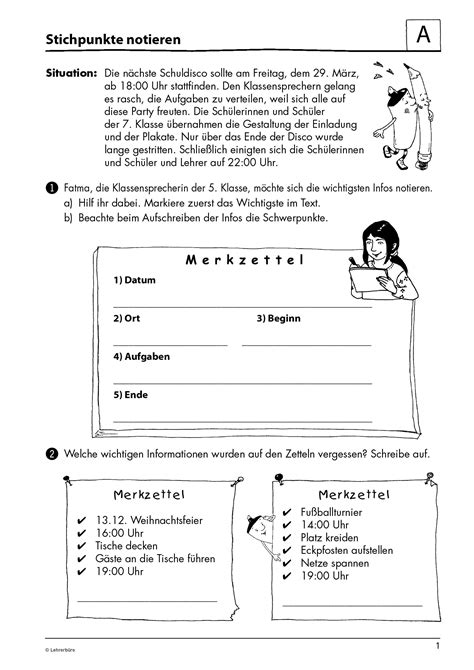 Stichpunkte Schreiben Grundschule