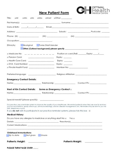 Fillable Online Coursehero Comfile53963970Myhealth New Patient Form