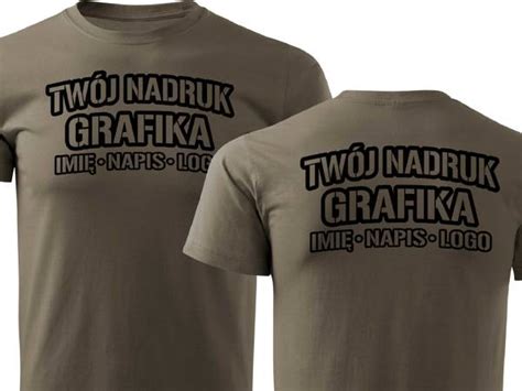 Koszulka T Shirt Z W Asnym Nadrukiem Br Zowa Odblaskowo Pl