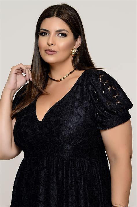 Vestido Plus Size Preto Em Renda Vk Moda Plus Size