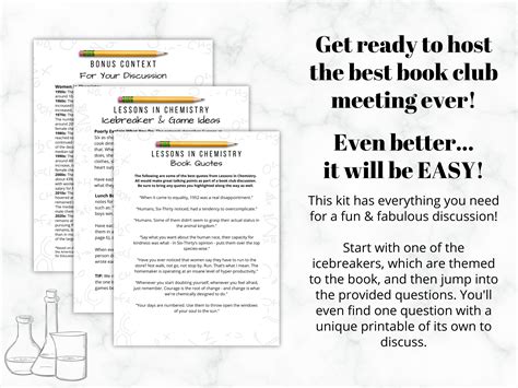 Lessons In Chemistry Book Club Guide Etsy