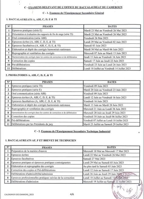 Documents Voici Le Calendrier Des Examens 2023 Au Cameroun
