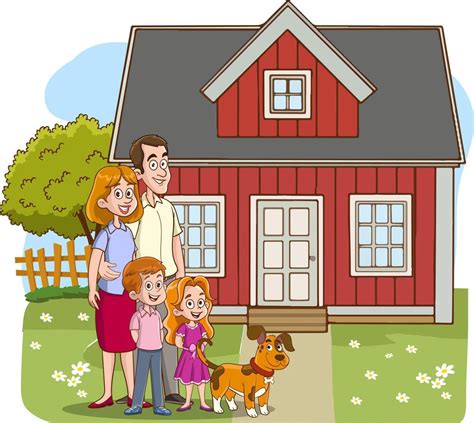 Feliz Lindo Vector De Dibujos Animados De Familia Vector En