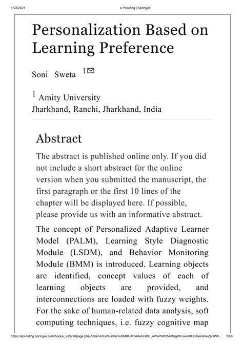 pdf personalization based on learning preference