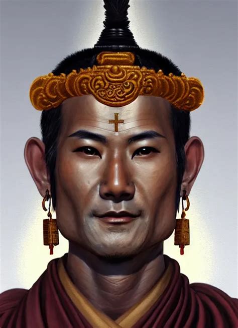 Smart Tai Buddhist Monk Closeup Portrait Without Stable Diffusion