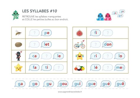 Syllabes avec G et GU qui font le son g vidéos fiches à imprimer