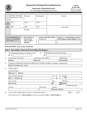 Fillable Online Direct Filing Address For Filing Form I 907 Request