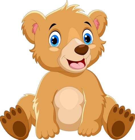 Cartoon Brown Bear Sitting Premium Vector