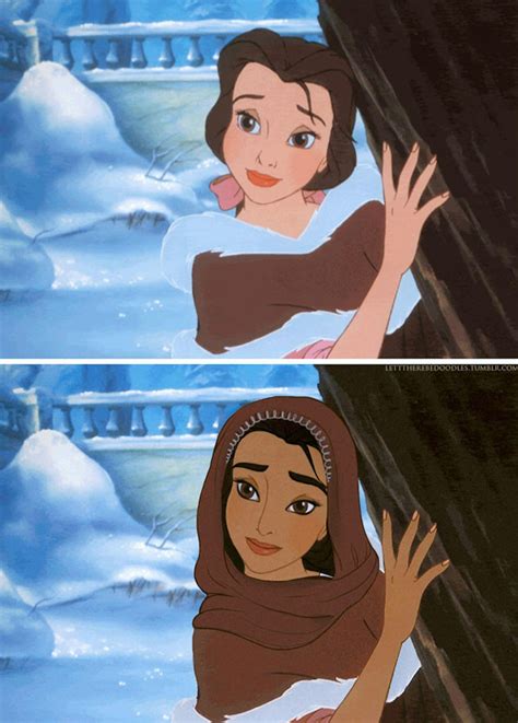 Disney Princesses Race Swap Illustrations Show Ariel Belle And Jasmine Like Youve Never Seen Them
