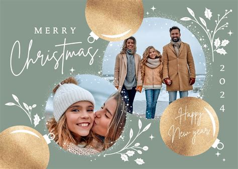 Groen Kerstkaartje Met Foto En Ornamenten Kaartje2go