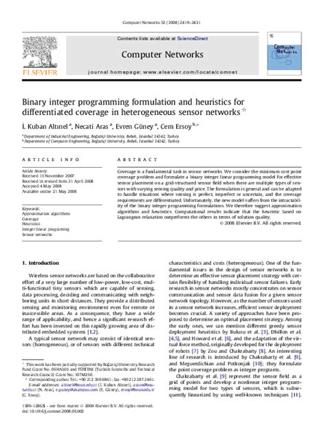 pdf binary integer programming formulation and heuristics for differentiated coverage in
