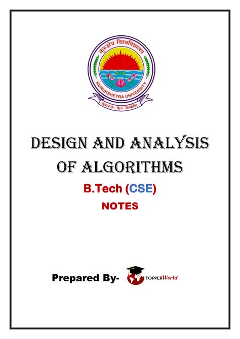 daa notes design and analysis of algorithms b cse notes prepared by unit design and