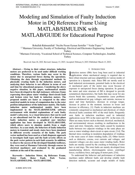 pdf modeling and simulation of faulty induction motor in dq reference frame using matlab