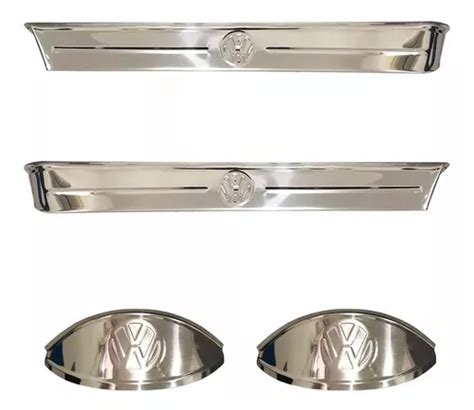 Calha Chuva Fusca Emblema Vw Pestana Farol Inox Kit Parcelamento