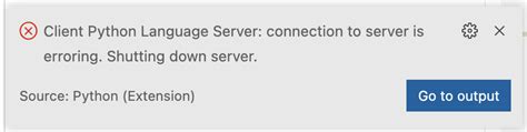 vscode dev error connecting to language server when viewing a python file · issue 2792