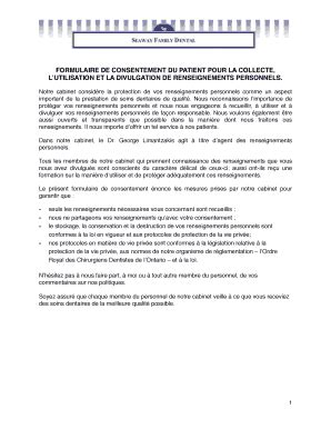 Consentement à la divulgation des renseignements