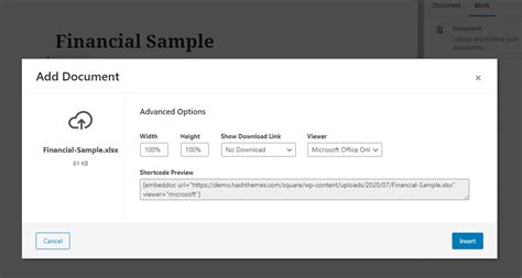 how to embed pdf spreadsheet and word file in wordpress blog