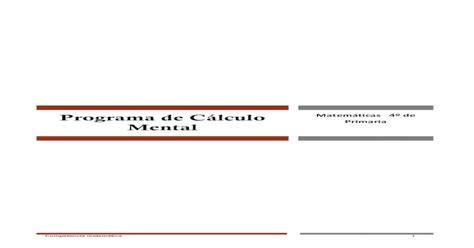 Programa de Cálculo Matemáticas 4º de Mental PDF fileCompetencia