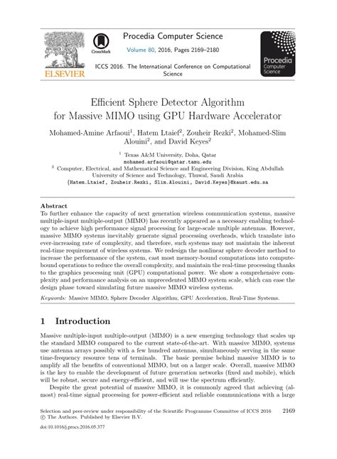pdf efficient sphere detector algorithm for massive mimo using gpu hardware accelerator