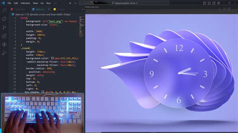 asmr coding🌟glassmorphism clock with html css and javascript🌟no talking youtube
