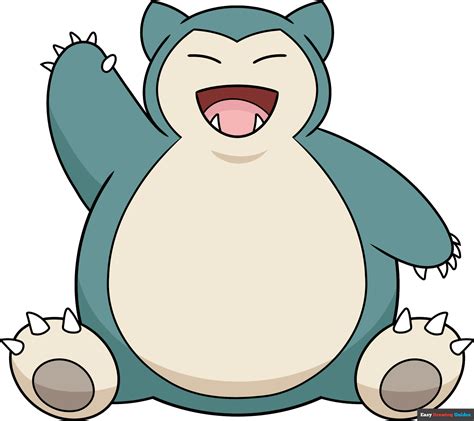 How To Draw Snorlax Pok Mon Really Easy Drawing Tutorial