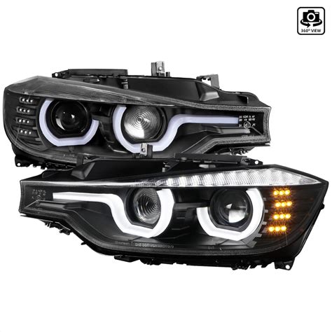 Spec D Tuning BMW 3 Series F30 Projector Headlights Matte Black With