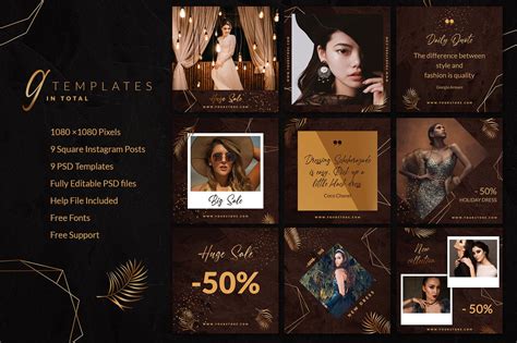 优雅时尚品牌服装促销推广Instagram帖子设计模板 Elegant Fashion Instagram Posts 设计小咖