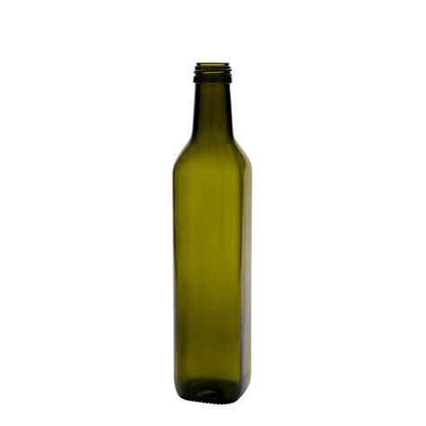 500 ml Glasflasche Marasca quadratisch antikgrün Mündung PP 31 5