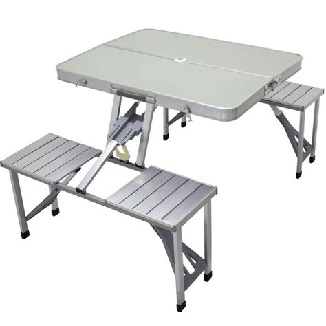 Mesa Dobr Vel Em Alum Nio Tipo Maleta Bancos Gt Lorben Camping