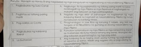 Solved Panuto Hanapin Sa Hanay B Ang Nagsasaad Ng Mga P Titik Na
