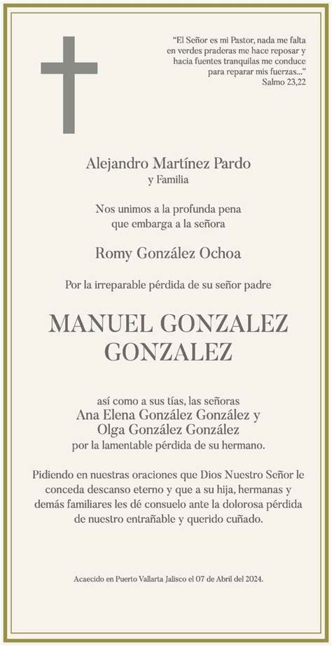 Manuel González González Obituario Esquela