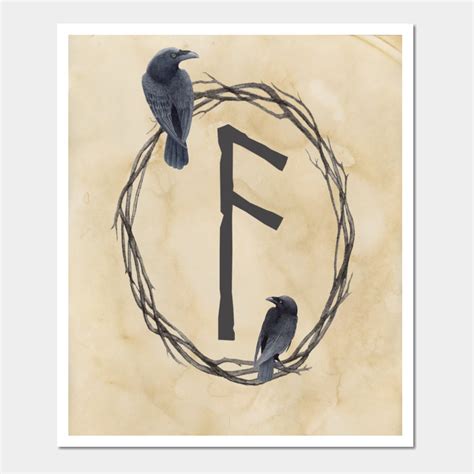 Ansuz Rune Elder Futhark Norse Runes Alphabet Wall And Art Print Fehu