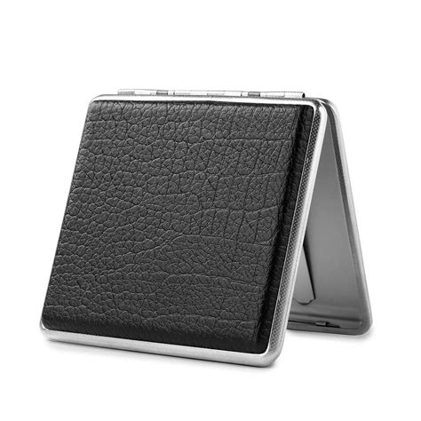 Zigarettenetui Schwarz Aus Hochwertigem Metall PU Leder Elegant