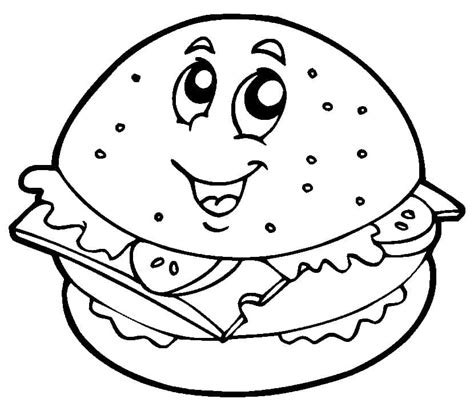 Coloriage Hamburger de Dessin Animé télécharger et imprimer gratuit