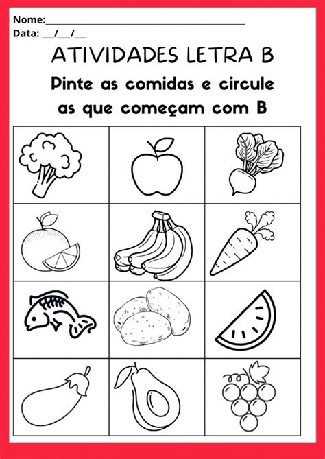 Atividades a Letra B Maiúscula e Minúscula para Imprimir