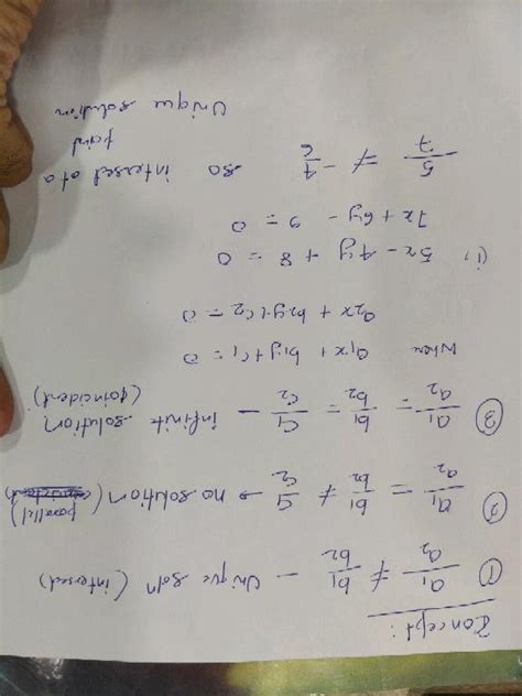 on comparing the ratios a1 a2 b1 b2 and c1 c2 find out whether the lines representing the