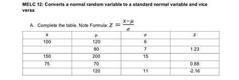 solved melc 12 converts a normal random variable to a standard normal variable and vice versa