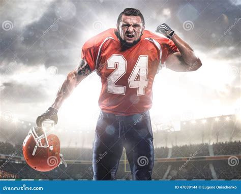 American Football Sportsman Player In Stadium Stock Photo Image Of