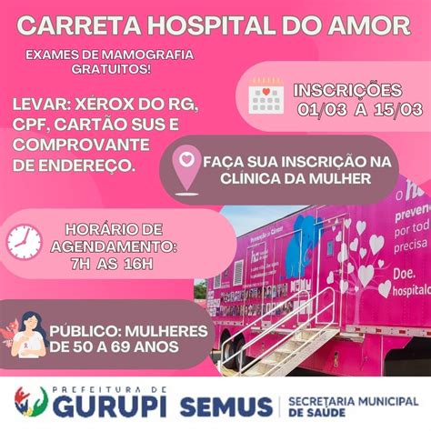 Unidade móvel do Hospital de Amor fará mamografias gratuitas em Gurupi
