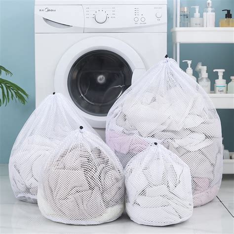 Saco de roupa suja de malha cordão rede de roupa grossa saco de