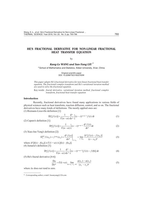 pdf he s fractional derivative for non linear fractional heat transfer equation
