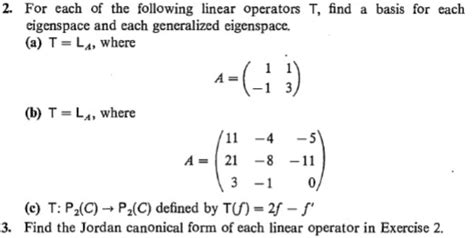 2 for each of the following linear operators t … bartleby