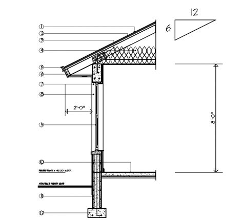 Sectional Detail Of Wall And Column With Roof Area Dwg File Cadbull