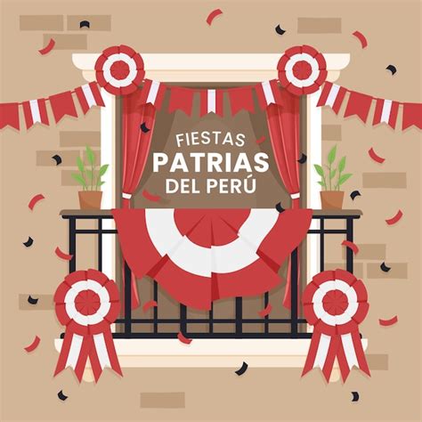 플랫 fiestas patrias de peru 그림 무료 벡터