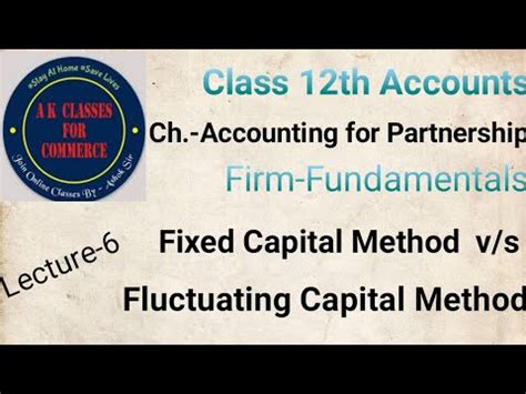 Class 12th Accounts Lecture 6 Ch Partnership Firm Fundamentals Fixed