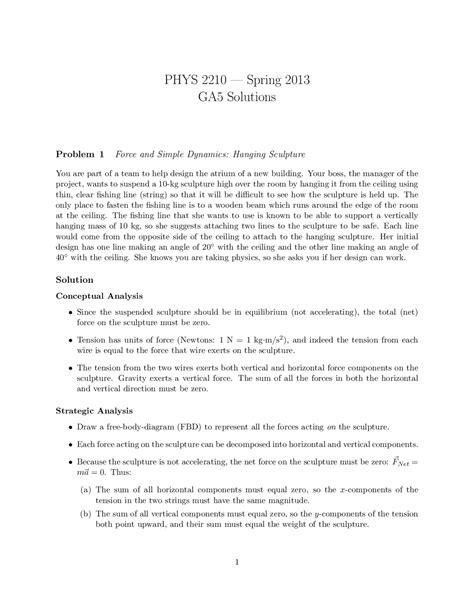 force physics for scientists and engineers i solved problem sets docsity
