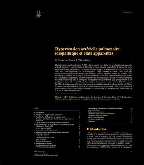 PDF Hypertension artérielle pulmonaire idiopathique et états
