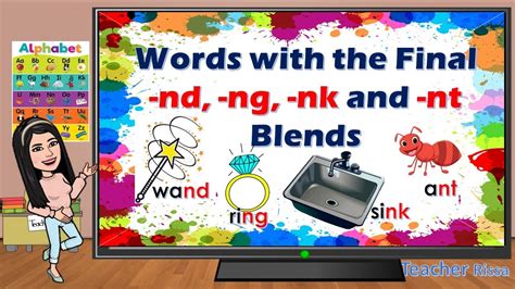 WORDS WITH THE FINAL Nd Ng Nk Nt BLENDS Teacher Rissa YouTube